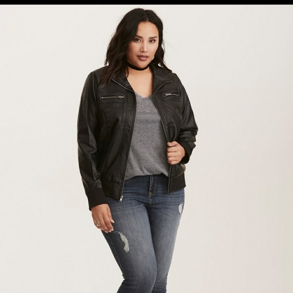 torrid | Jackets & Coats | Torrid Faux Leather Bomber Jacket | Poshmark